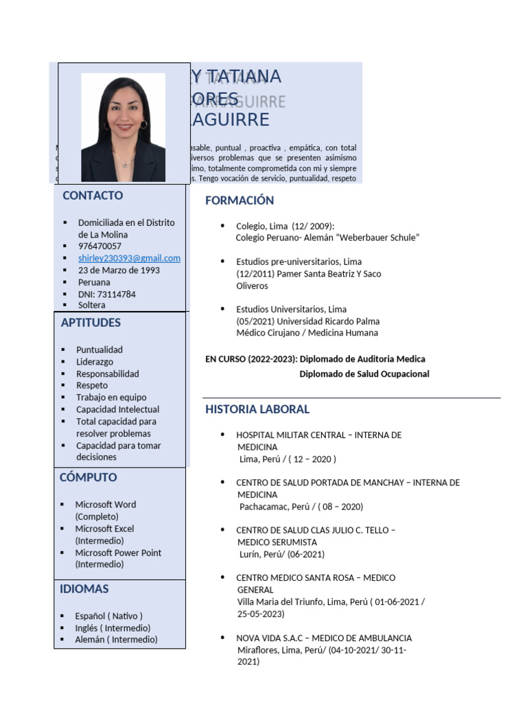 CV Actualizado Dra Flores 2024 | PDF