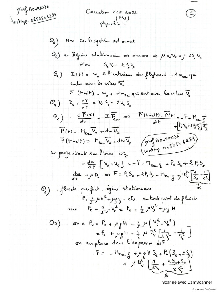 Corrig CCP 2024 Psi BOUHAMZA Phy Chim | PDF