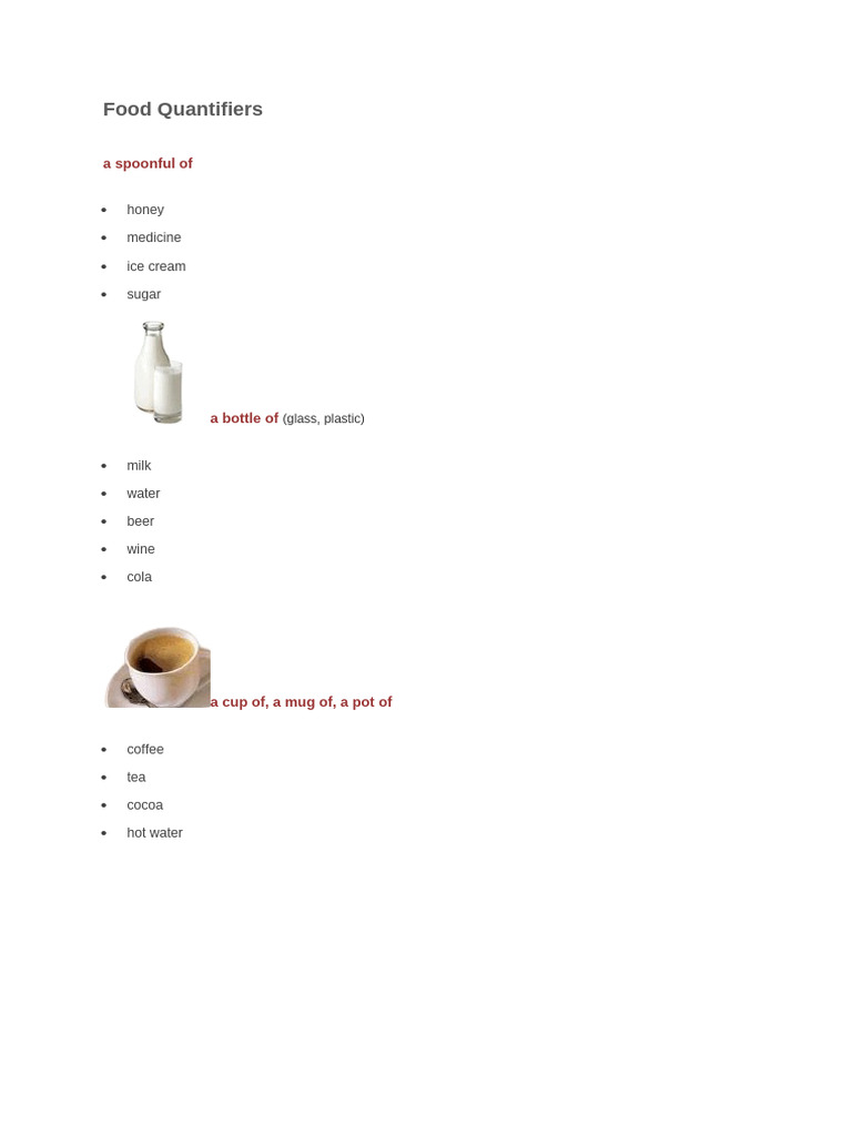 Food Quantifiers | PDF