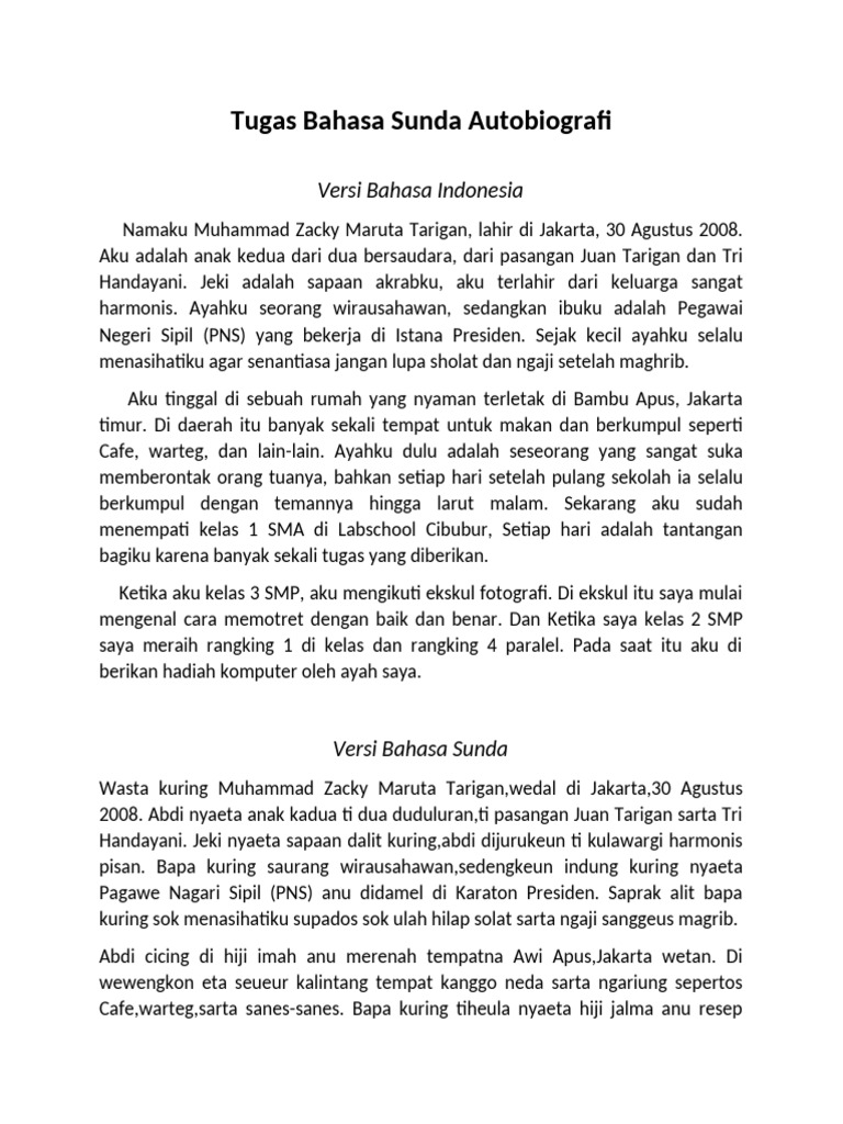 Tugas Bahasa Sunda Autobiografi Pdf