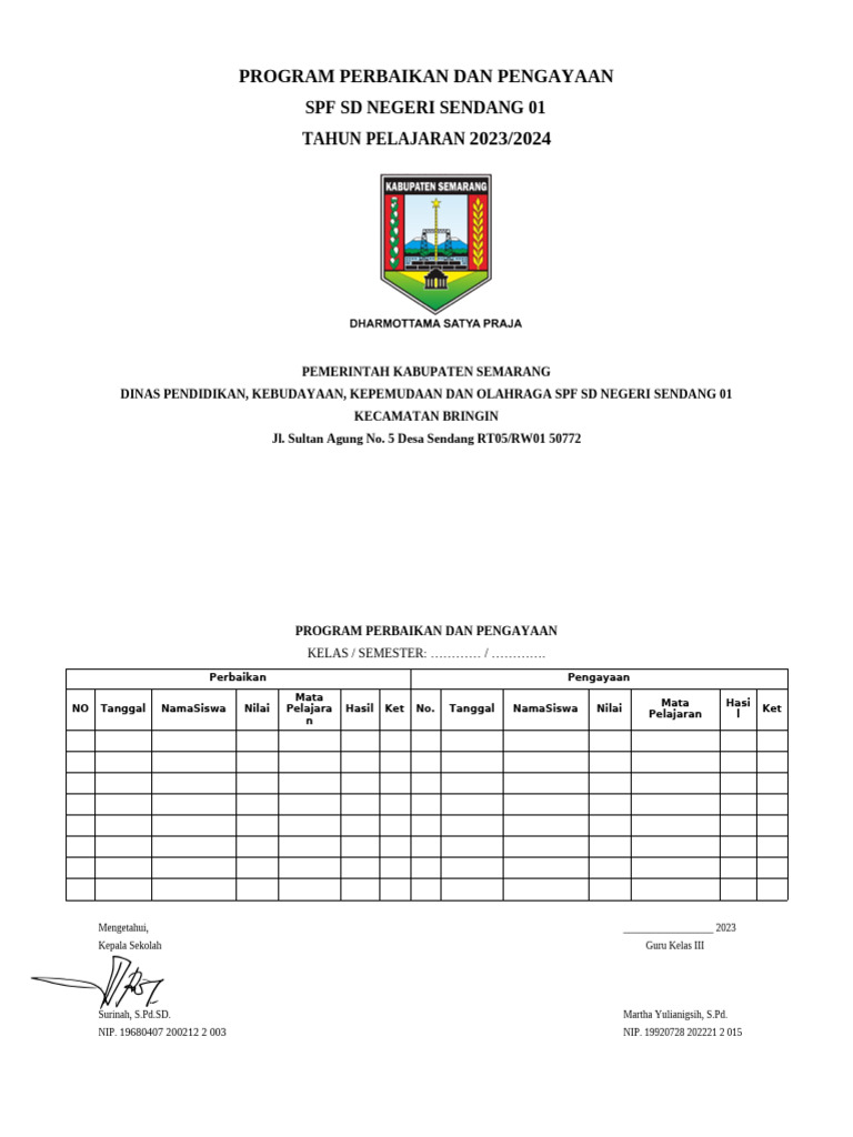 Program Perbaikan Dan Pengayaan | PDF