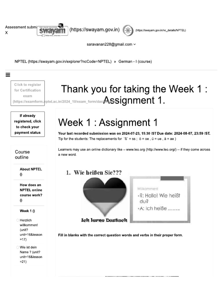German-1 - Week 1 Assignment | PDF
