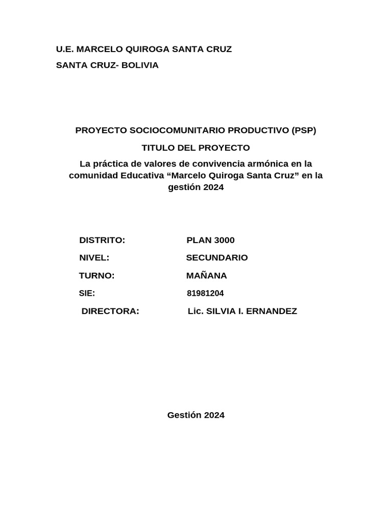 Propuesta de Psp 2024 | PDF