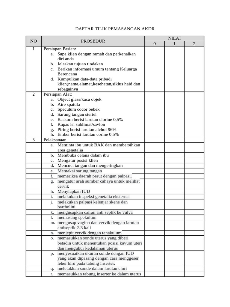 Daftar Tilik Pemasangan Akdr | PDF