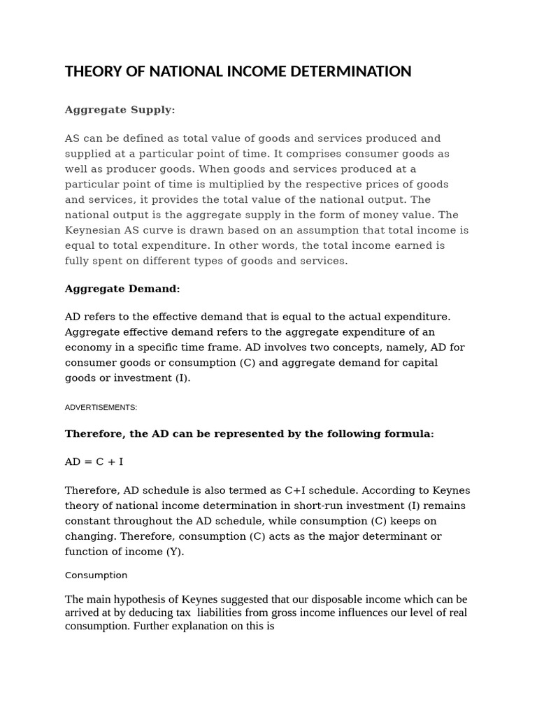 Theory of National Income Determination: Aggregate Supply | PDF