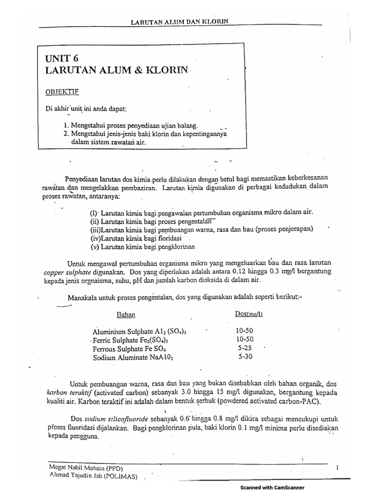 LARUTAN ALUM & KLORIN | PDF