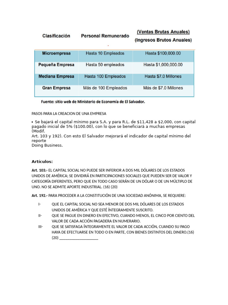 Empresas Segun Su Tamaño | PDF