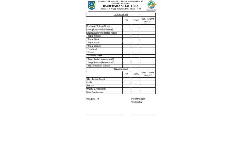 Form Telaah Resep | PDF