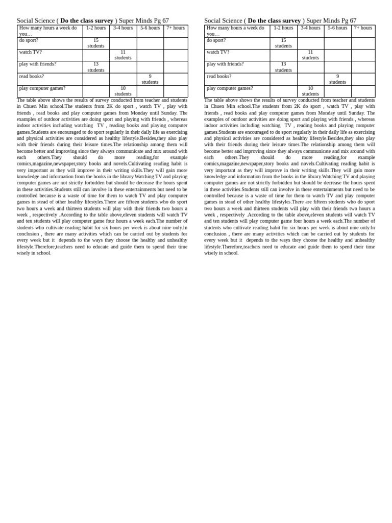 The Class Survey | PDF