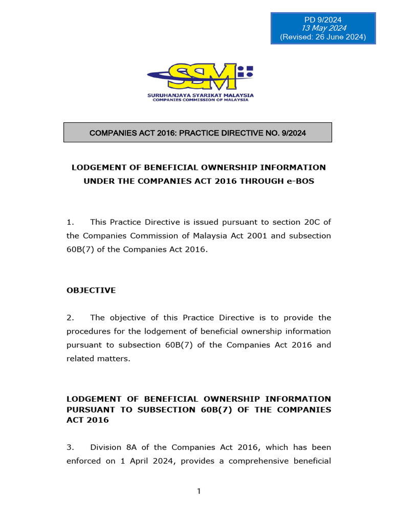 Lodgement of Beneficial Ownership Info | PDF | Civil Law (Common Law ...