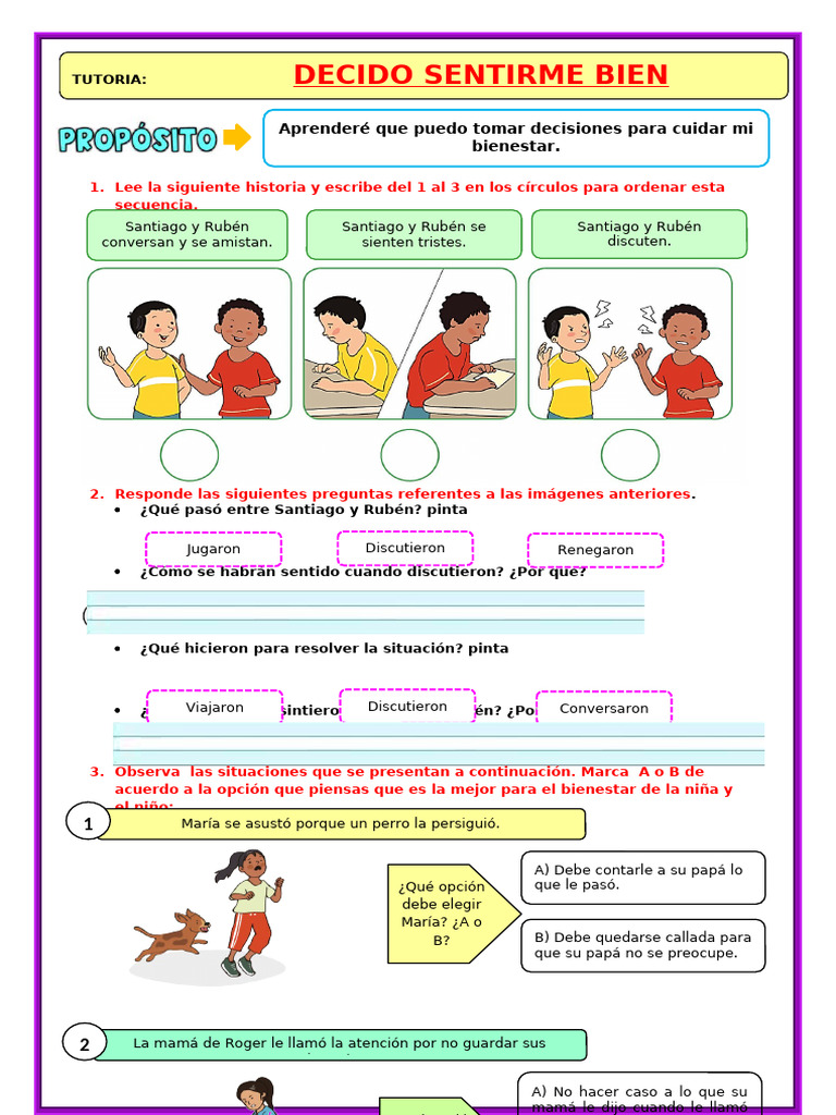 U5 S2 Ficha D5 Tutoria Decido Sentirme Bien | PDF
