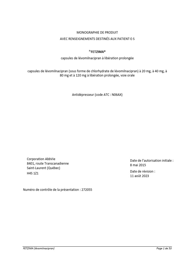 Fetzima PM FR | PDF