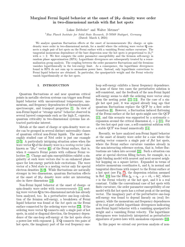 Marginal Fermi Liquid | PDF