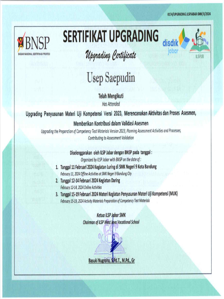 Sertifikat Upgrading | PDF