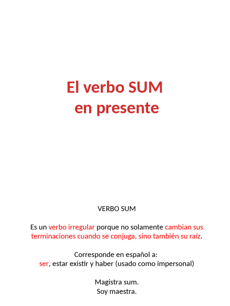 El Verbo SUM | PDF