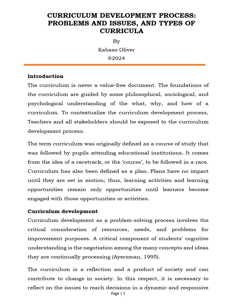 Curriculum Development Process Problems | PDF | Curriculum | Teachers