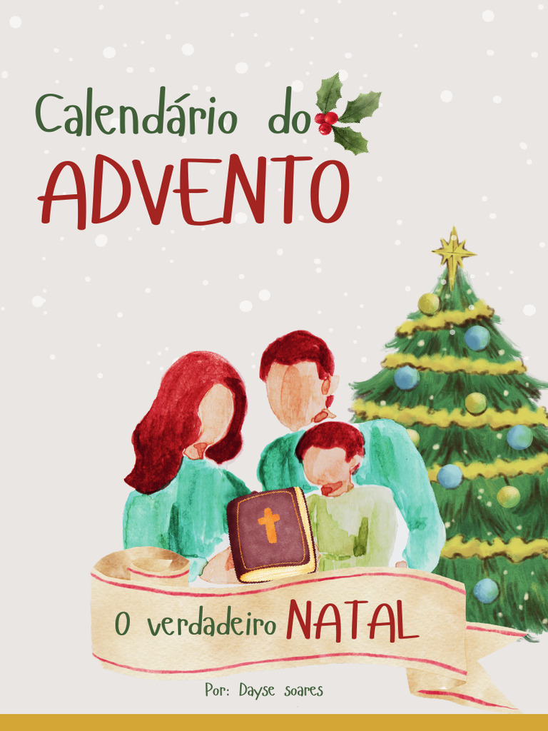 Documento A4 calendário do advento delicado dourado | PDF