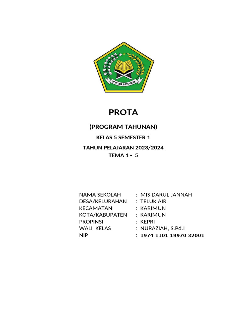 PROTA Kelas 5 Semester 1 | PDF
