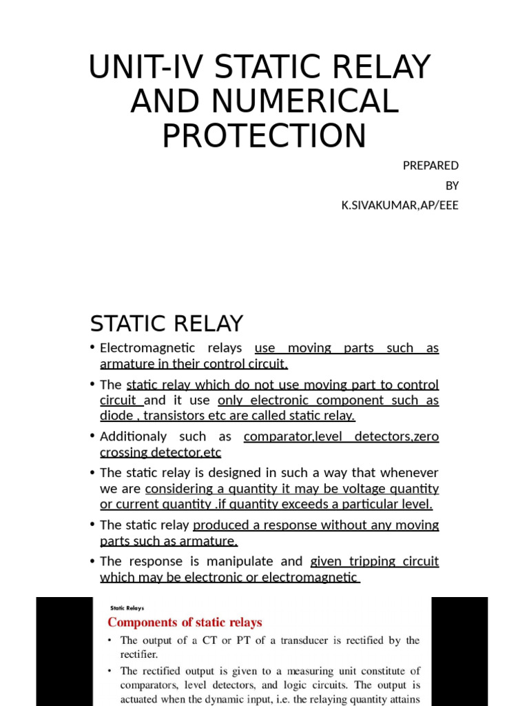 Unit-4 PSG Static Relay and Numerical Protection | PDF