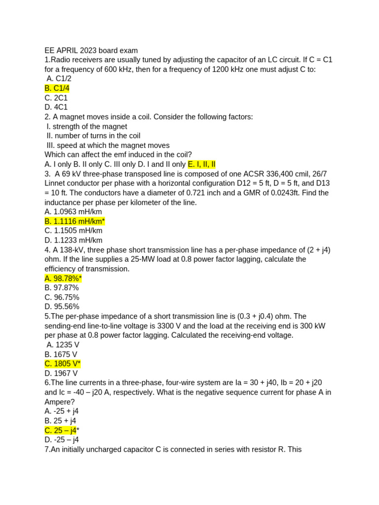 EE APRIL 2023 Board Exam | PDF