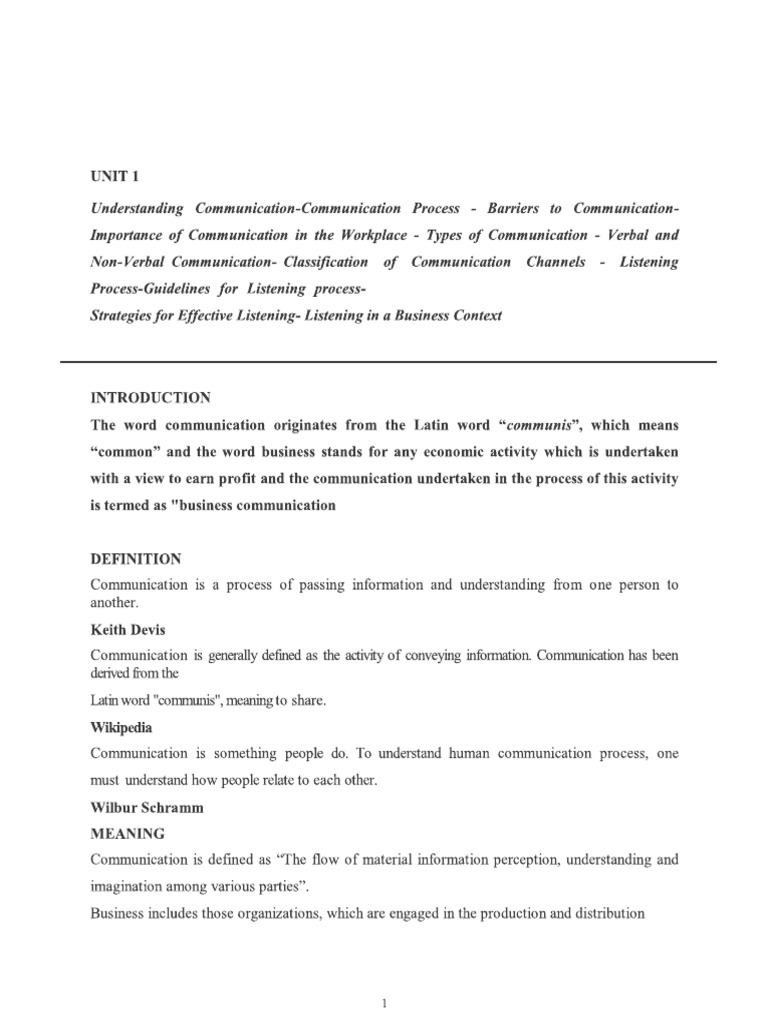 Business Communication Chapter One Notes | PDF