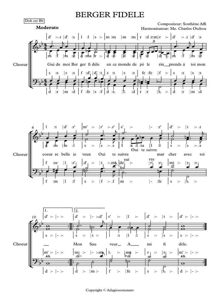 BERGER FIDELE - Partition Complète | PDF