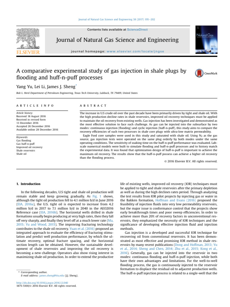 A Comparative Experimental Study of Gas Injection in Shale Plugs by ...