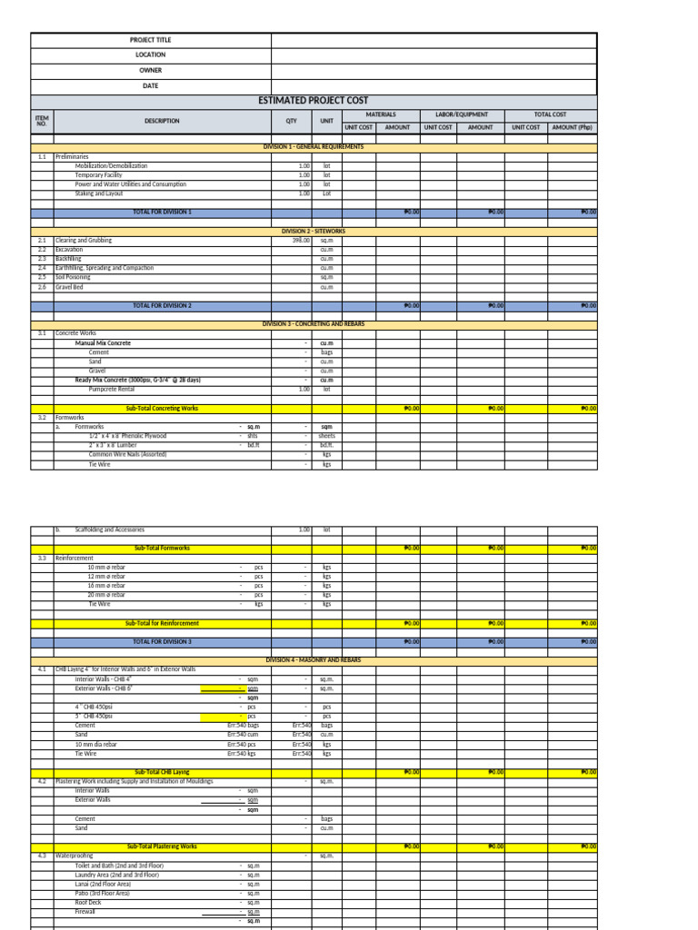 Blank Bom (Formats) MST | PDF