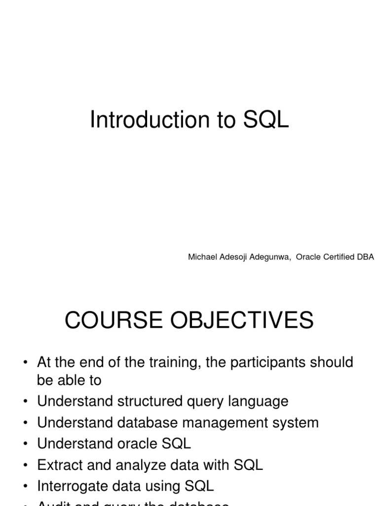 Introduction To SQL | PDF | Sql | Databases