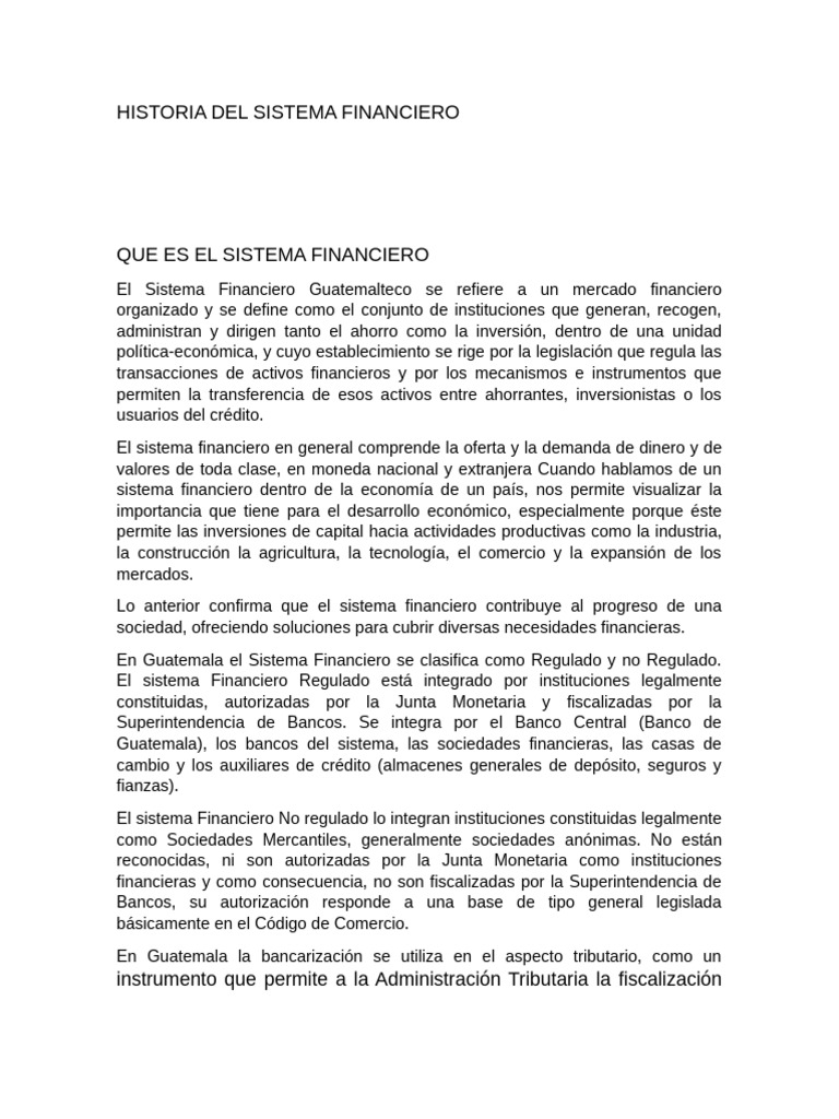 Historia Del Sistema Financiero | PDF