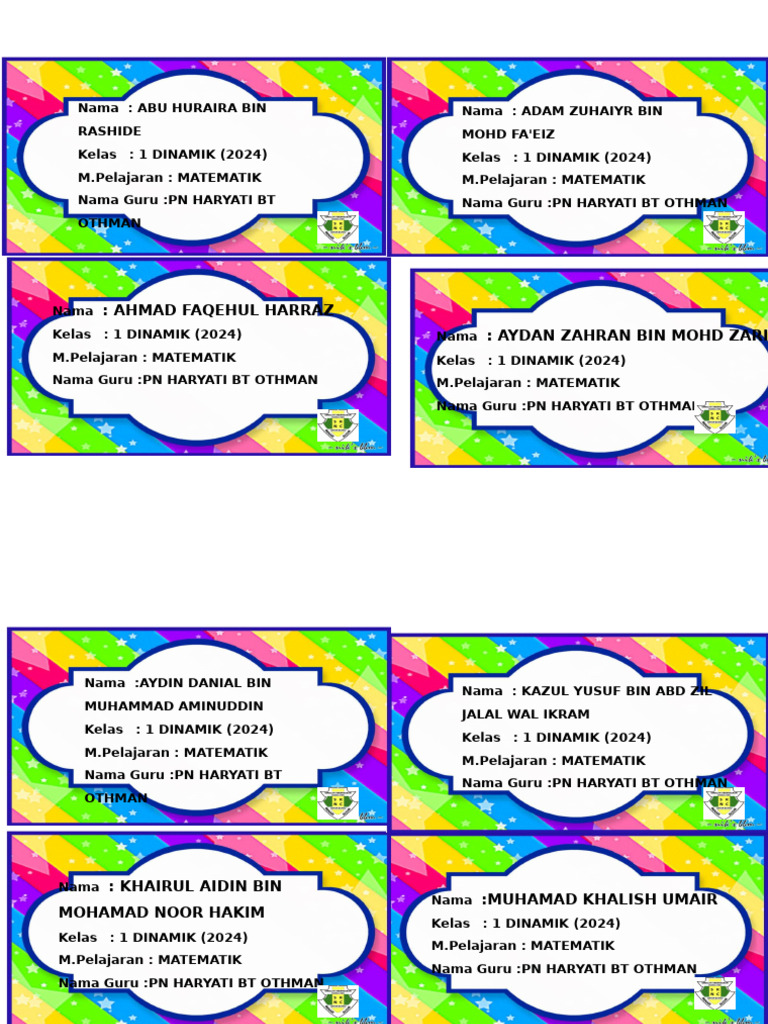 LABEL STICKER 1d MATH | PDF