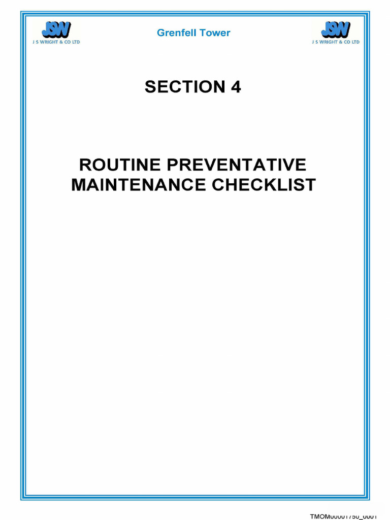 TMOM00001750_Routine Preventative Maintenance Checklist | PDF