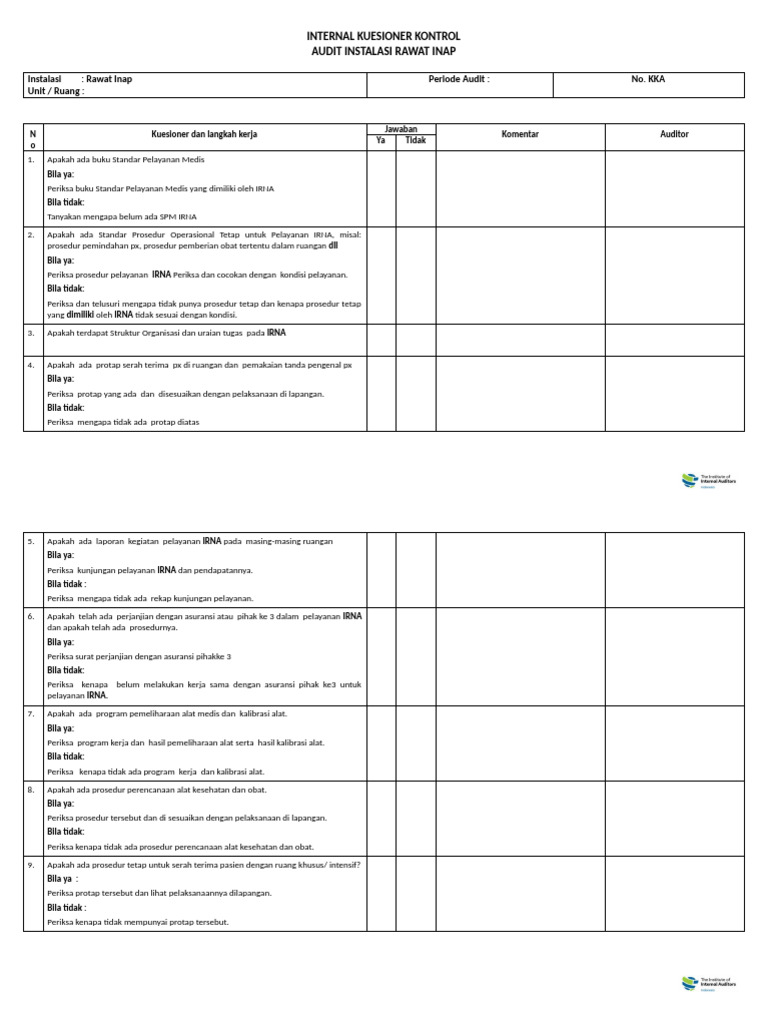 Internal Kuesioner Kontrol | PDF