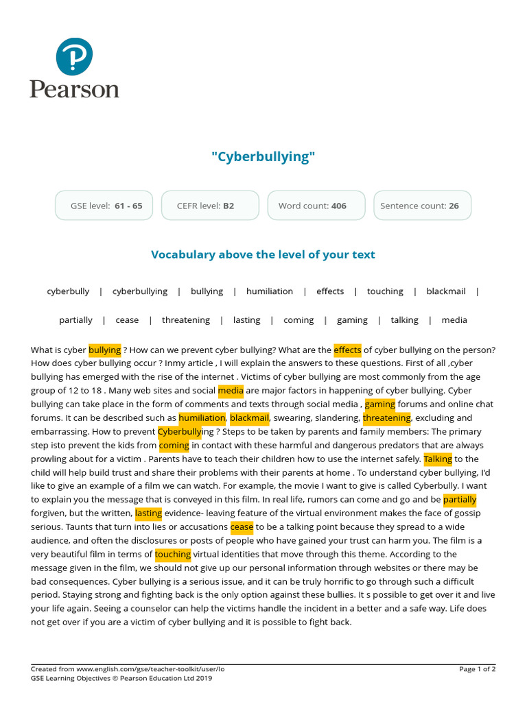 Cyberbullying | PDF