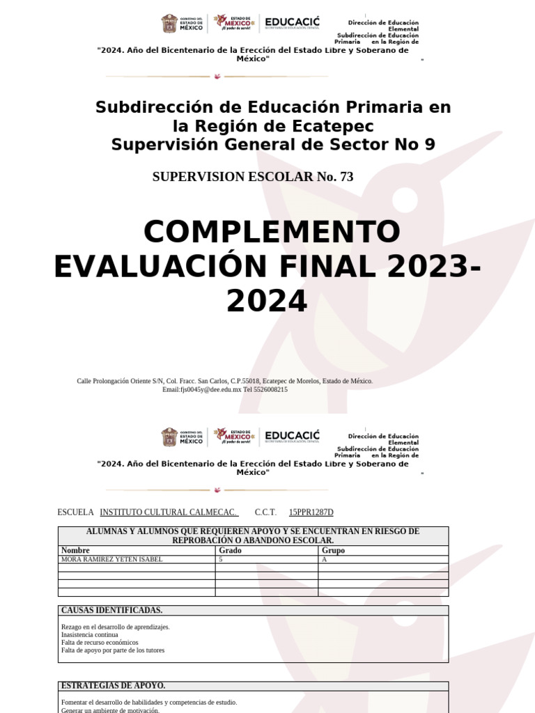 5ºa Complemento Evaluación Final Escuelas | PDF | México | Migración humana