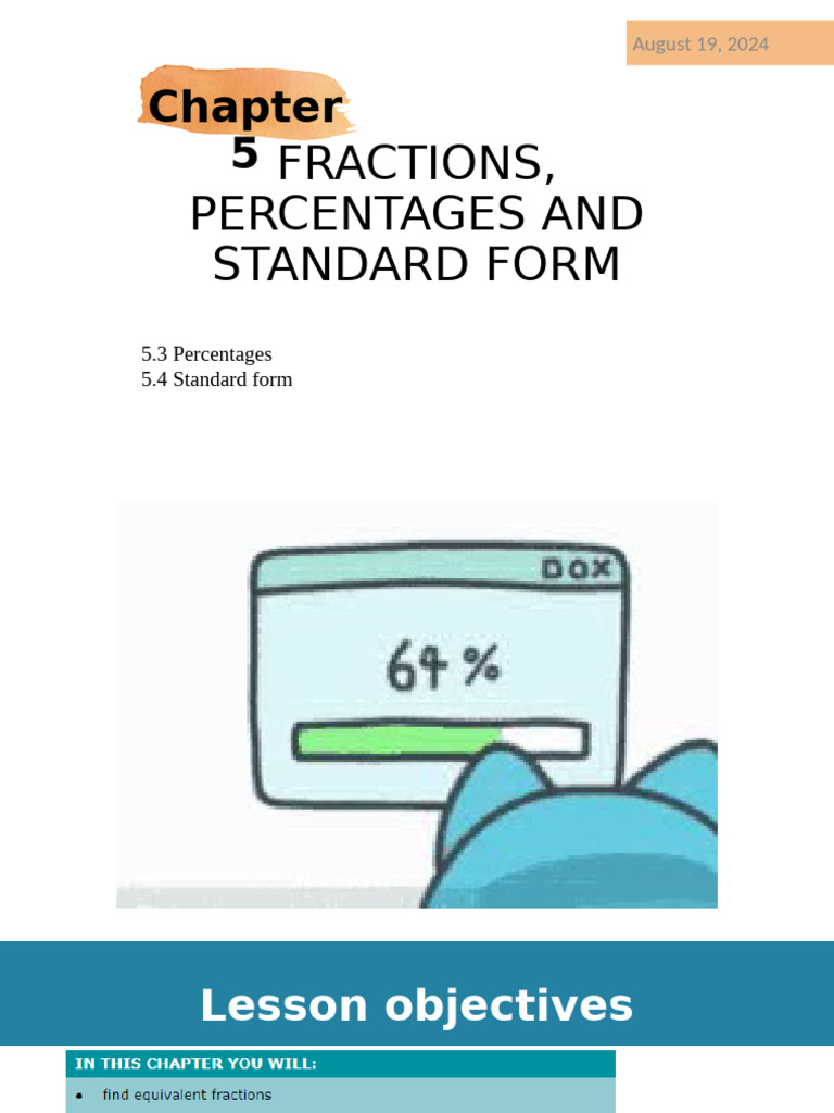 U2 C5.4 Percentages + Standard Form | PDF | Percentage | Mathematics