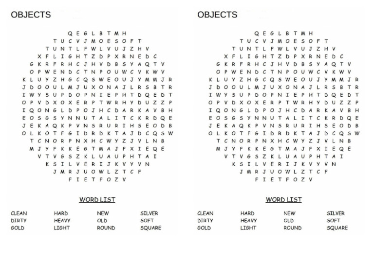 Objects Wordsearch | PDF