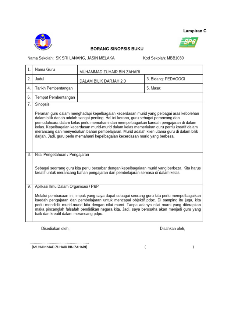 Sinopsis Bacaan Buku LDP Zuhair | PDF