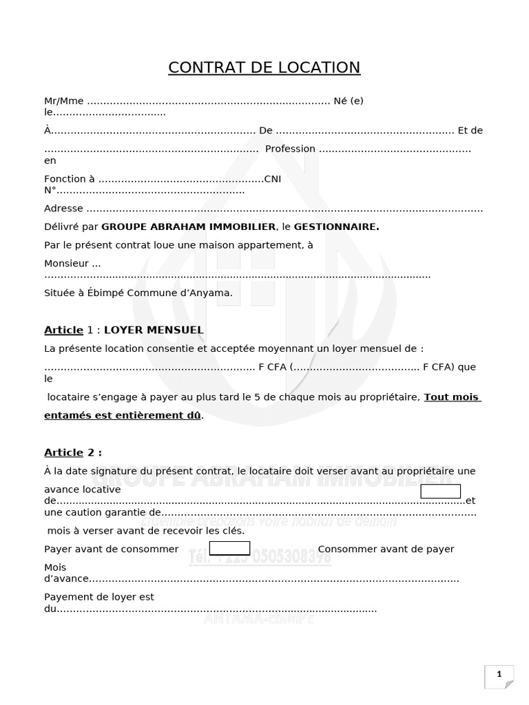 Contrat de Bail | PDF