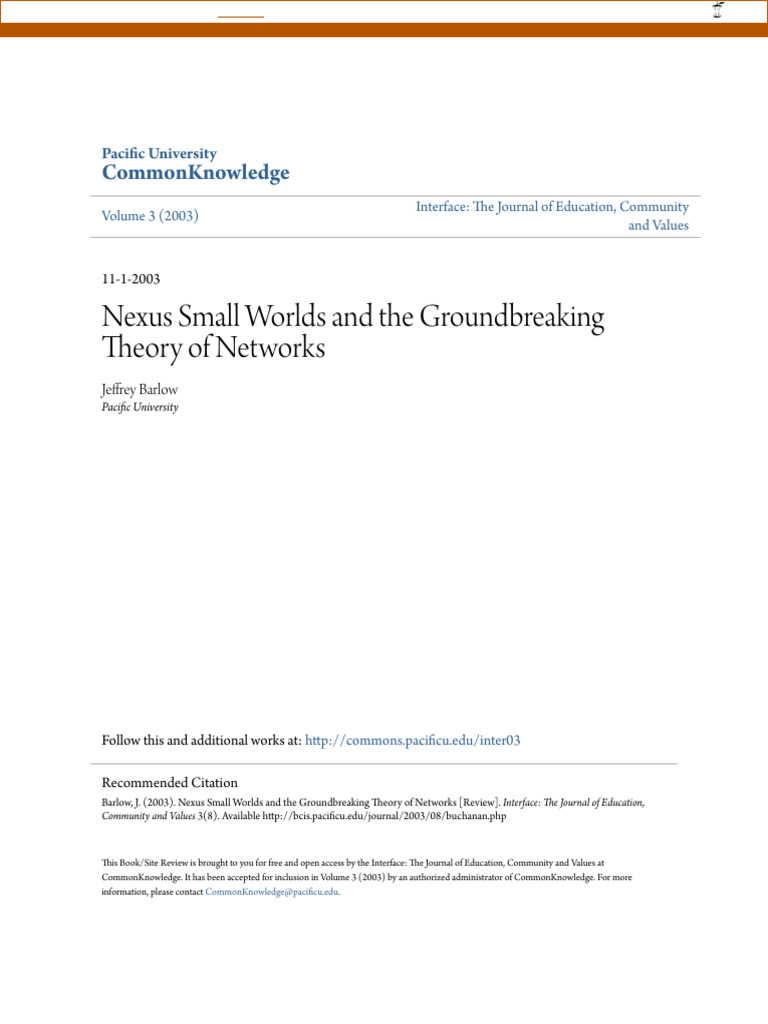 Nexus Small Worlds and The Groundbreaking Theory of Networks | PDF