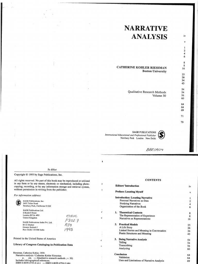Riessman 1993 Narrative Analysis | PDF