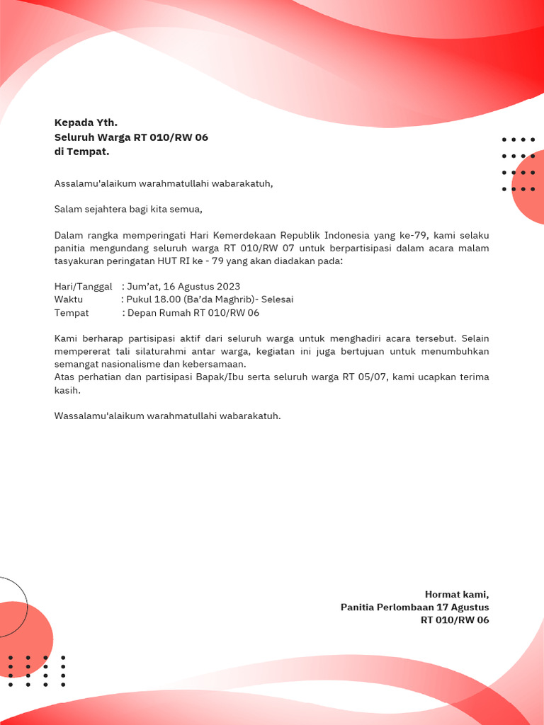 Surat Undangan Hut Ri Pdf