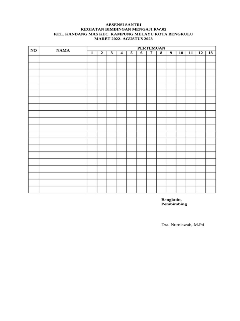 Absen Santri | PDF Absen Santri | PDF