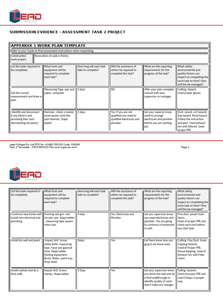 Task 2 Appendix Submission Evidence | PDF