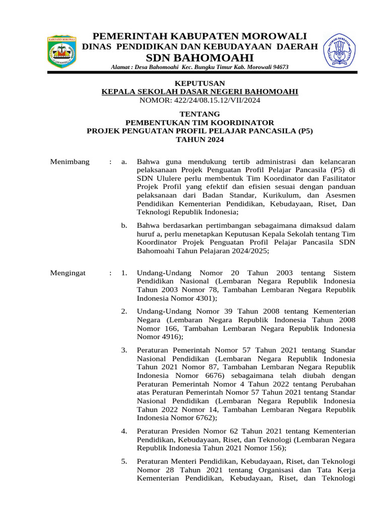 SK Projek P5 SDN Bahomoahi | PDF