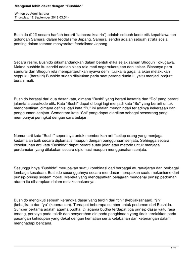 Mengenal Lebih Dekat Dengan Bushido | PDF Mengenal Lebih Dekat Dengan Bushido | PDF