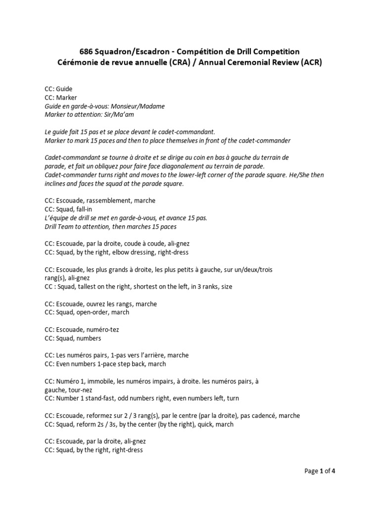 686 - Drill Team ACR Sequence Commands - EN and FR | PDF