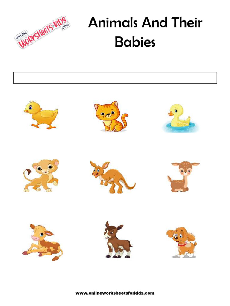 Animal And Their Babies Worksheet for Grade 1-3 | PDF