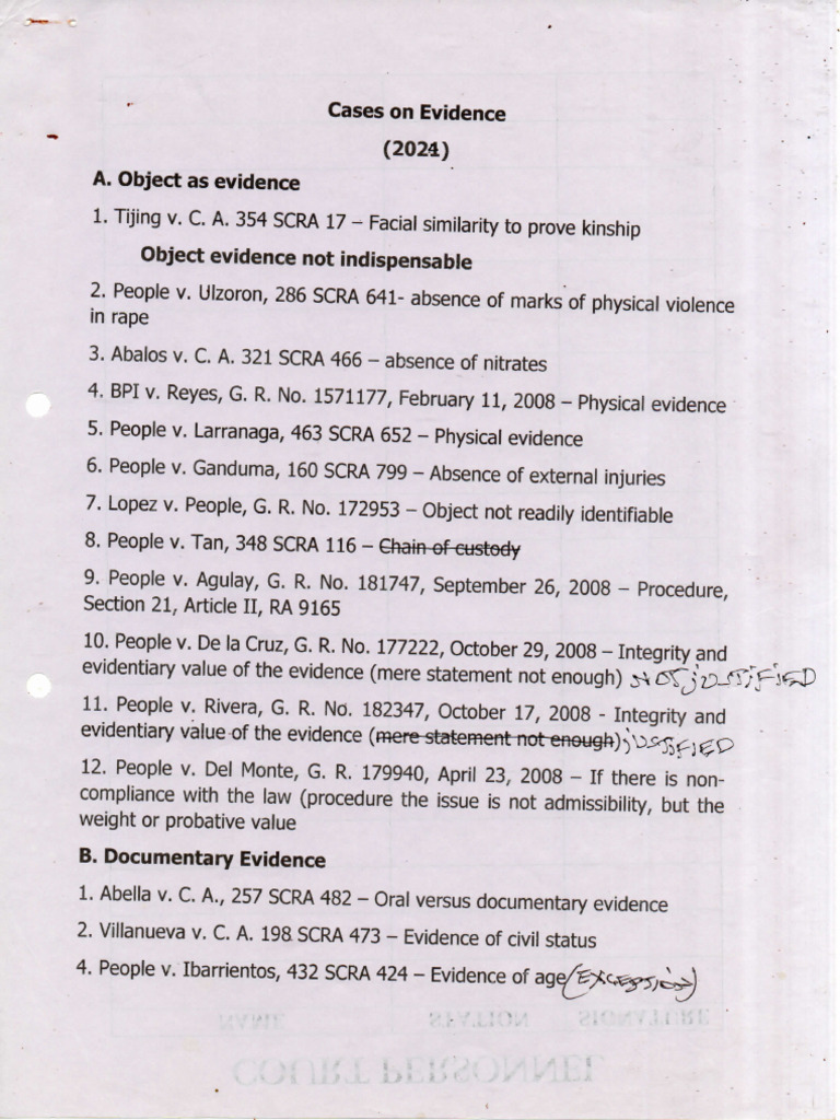 Cases On Evidence | PDF