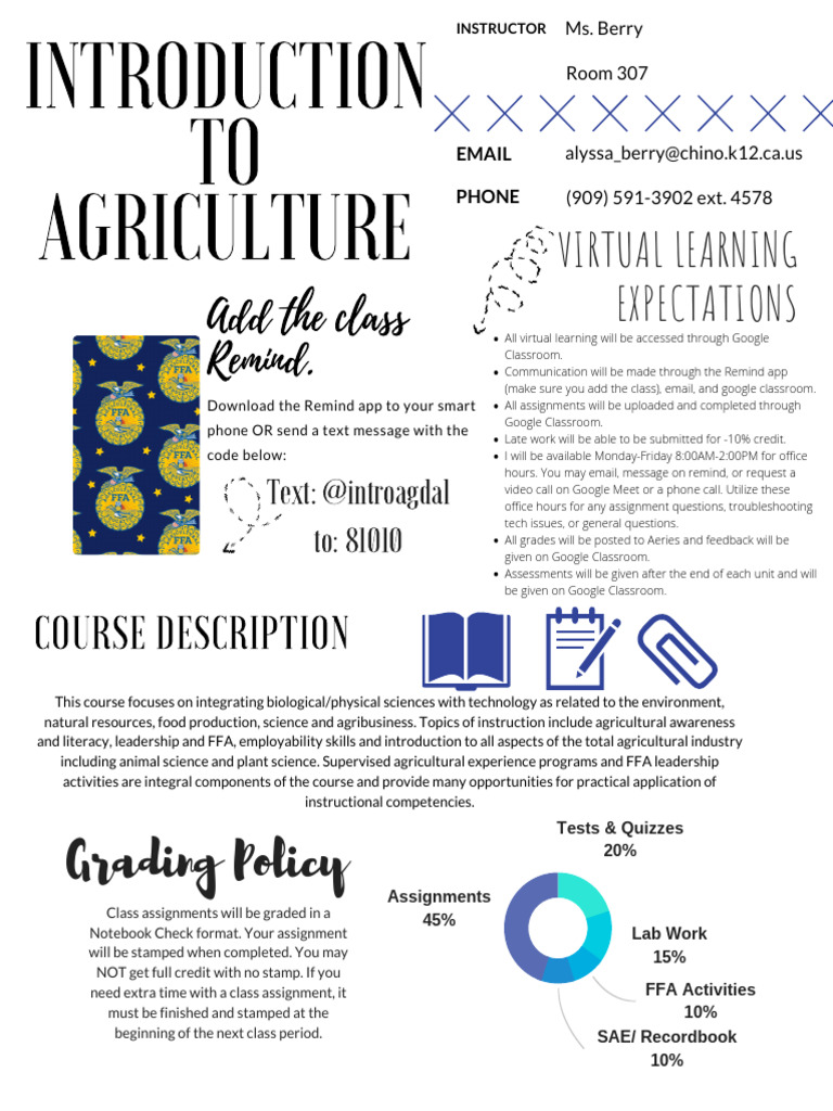 Introduction To Agriculture Syllabus - VIRTUAL LEARNING | PDF